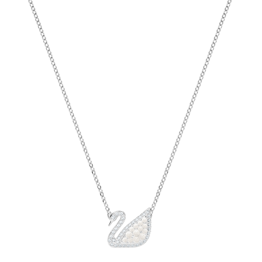 Buy Swarovski Iconic Swan Necklace White Rhodium Plating In Dubai