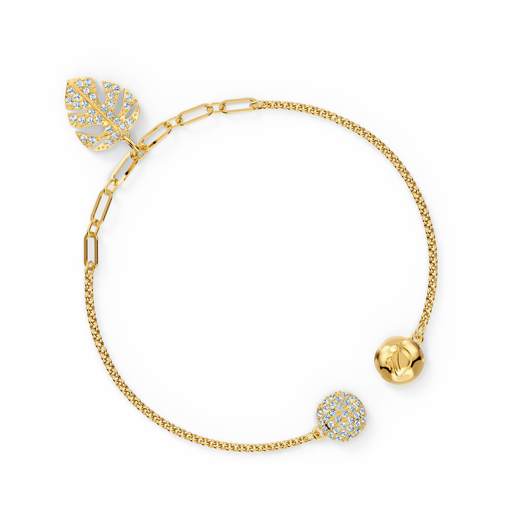 Swarovski Remix Collection Tropical Leaf Strand, White, Gold-tone plated