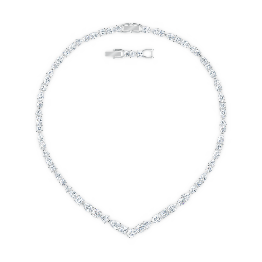 Buy Swarovski Tennis Deluxe Mixed V Necklace White Rhodium Plated In