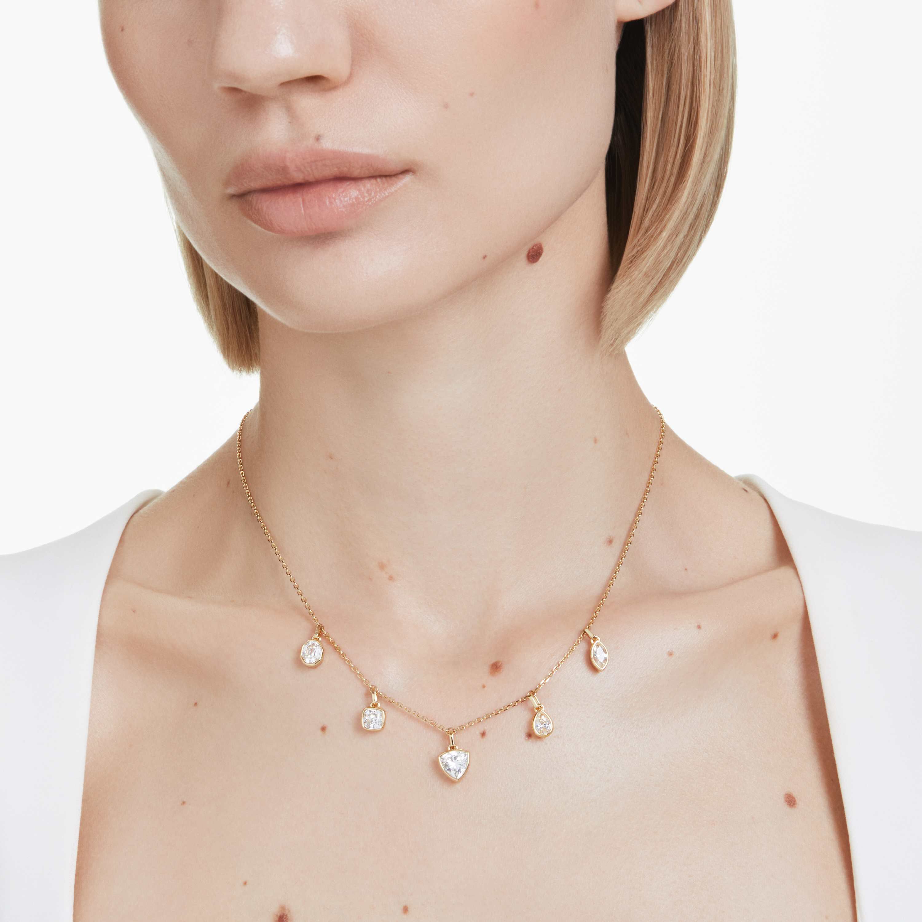 Buy Swarovski Imber necklace, Mixed cuts, White, Gold-tone plated